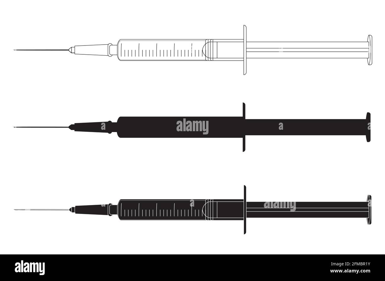 Medical syringe, injection needle in line art style illustration Stock ...