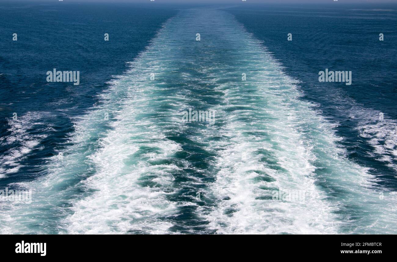 The wake on Atlantic left behind the ship Stock Photo - Alamy