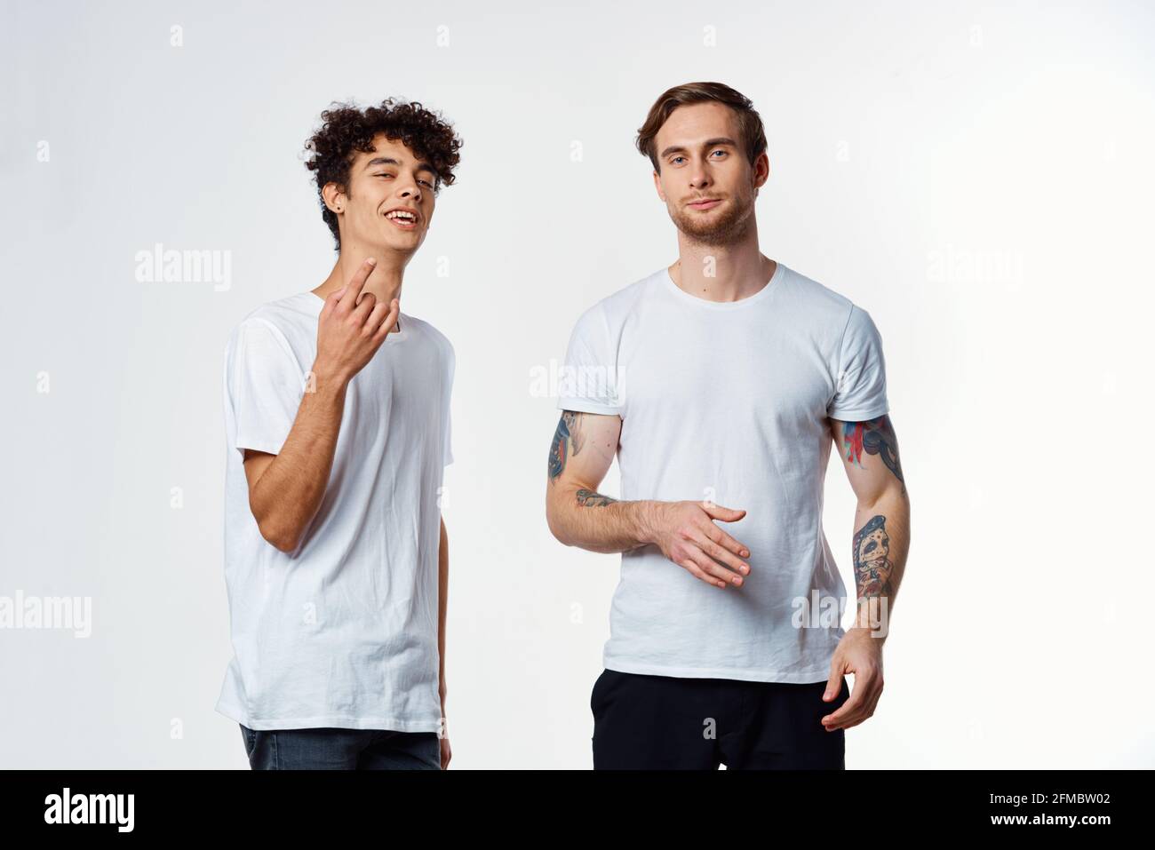 Two men pointing fingers other hi-res stock photography and images - Alamy