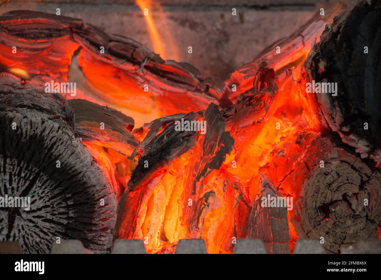 Closeup of an open fireplace inside the house Stock Photo - Alamy