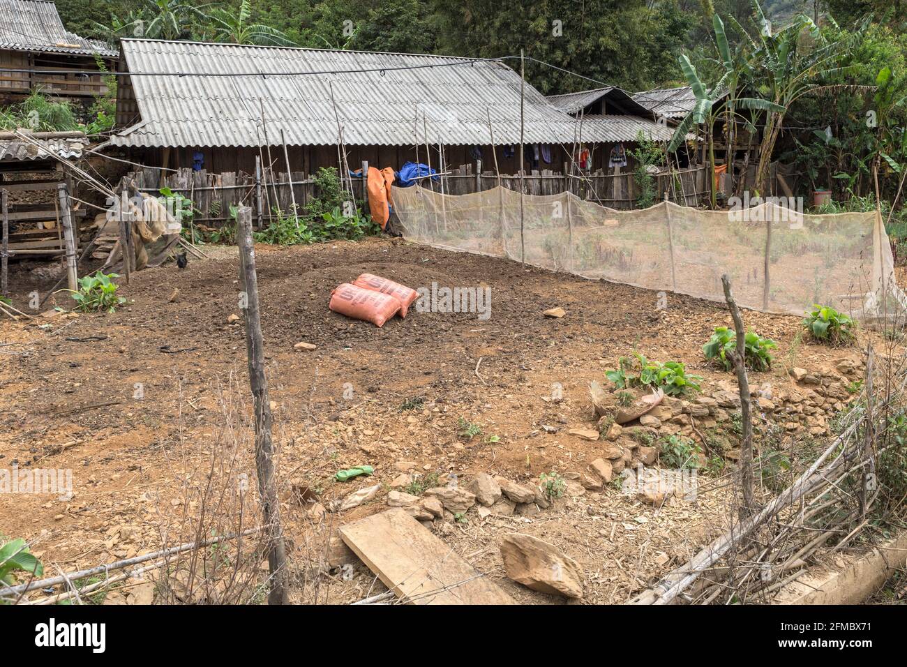 H'mong, tribe village: home with plot, Mu Cang Chai province, Vietnam ...