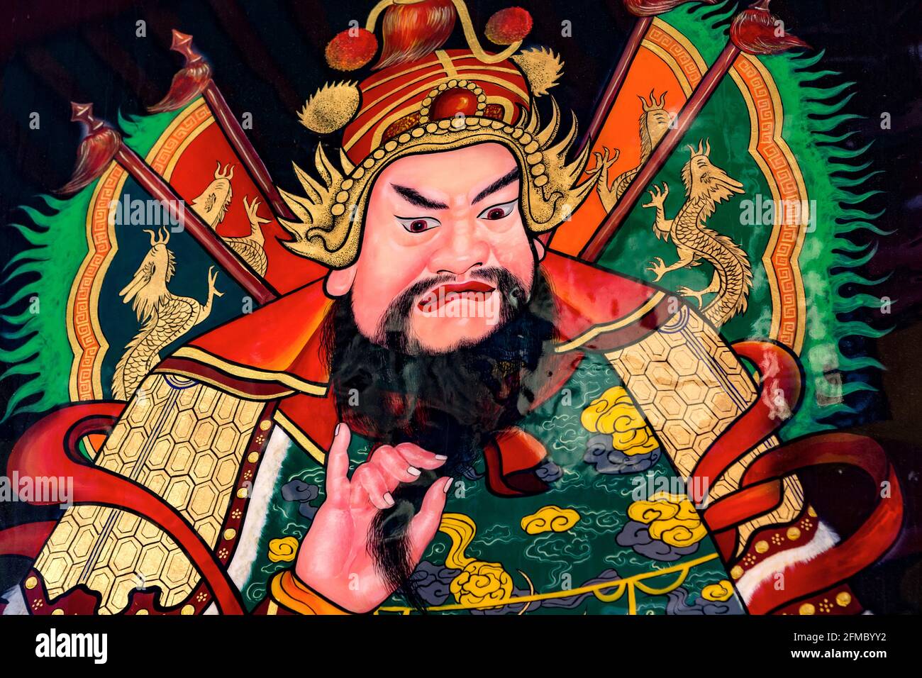 Lacquered door with god, Quan Am Pagoda, a Chinese style Buddhist ...