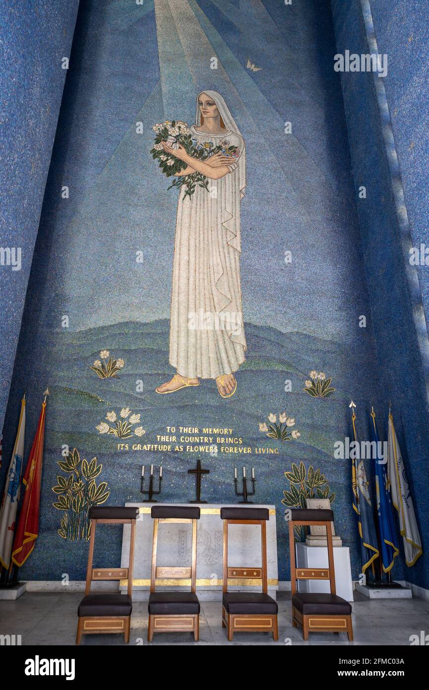 Interior to non-denominational chapel, The Manila American Cemetery and ...