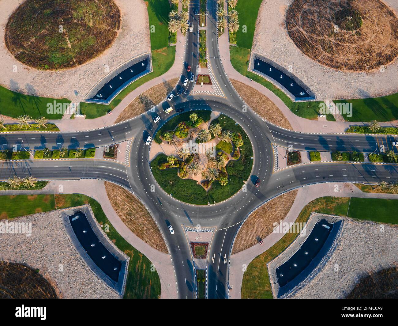 Large roundabout at Dubai Silicon Oasis in Dubai emirate suburbs at ...
