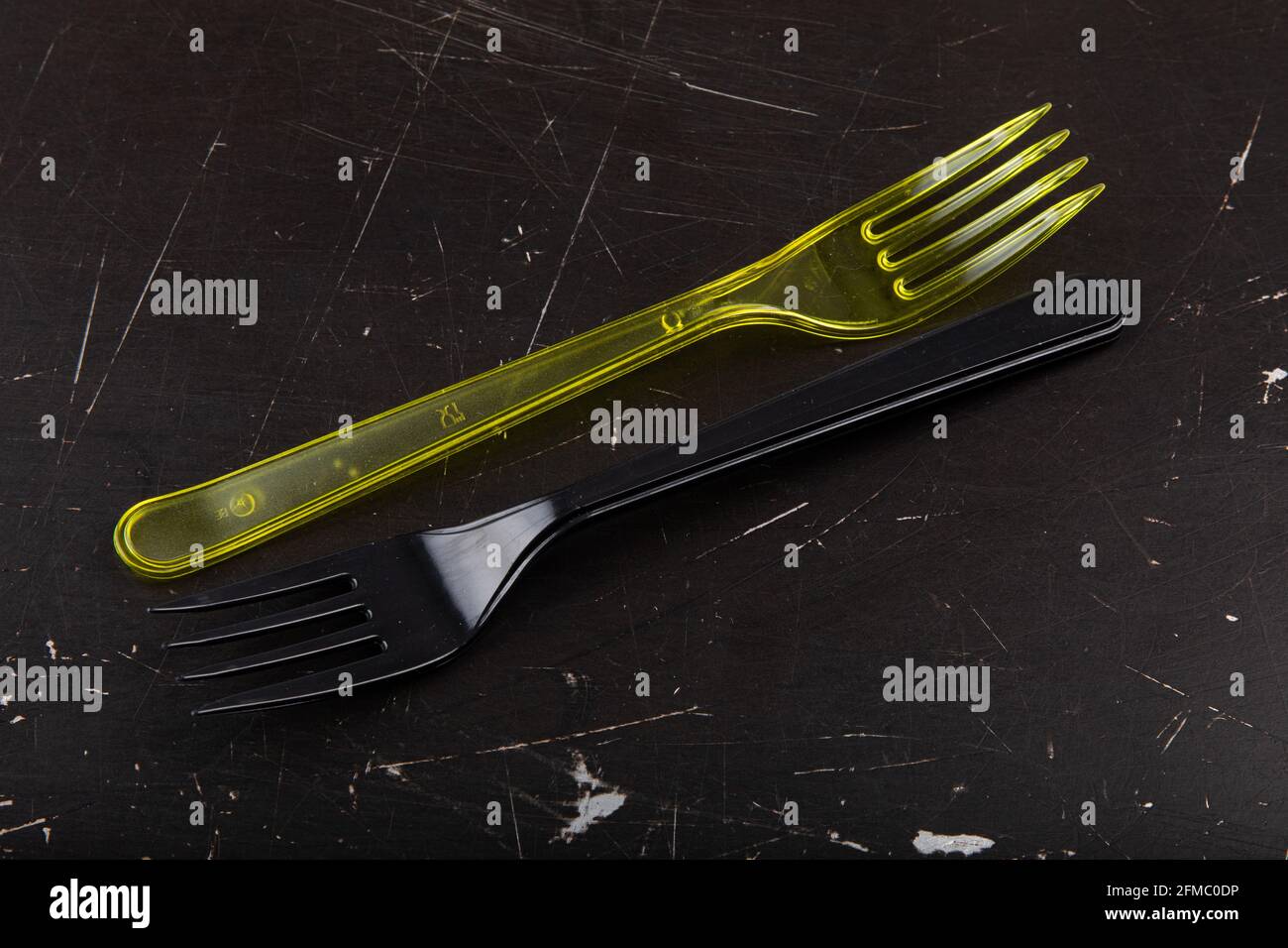 Plastic cutlery, colored fork, suitable for travel Stock Photo - Alamy