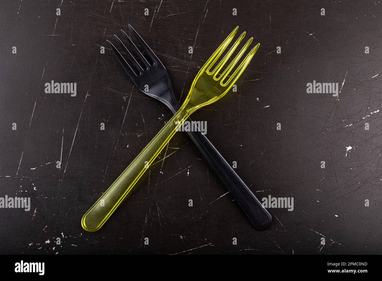 Plastic cutlery, colored fork, suitable for travel Stock Photo - Alamy