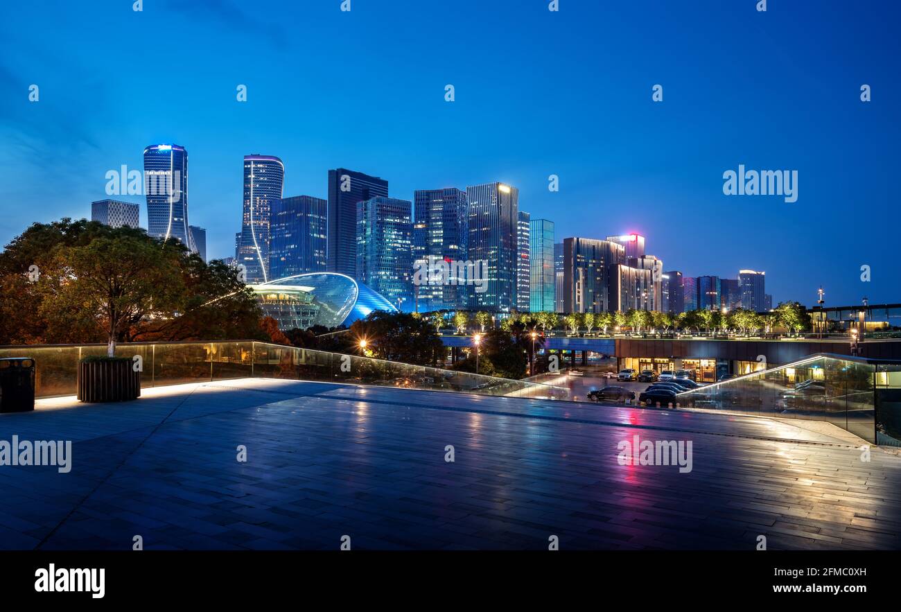 Architectural night view, Hangzhou, China Qianjiang New City CBD Stock ...