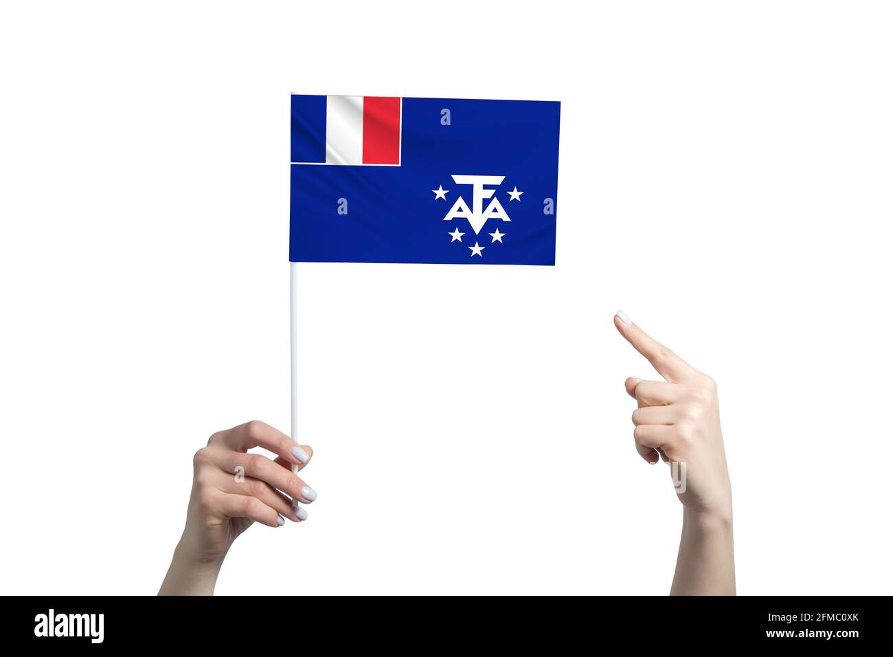 Hand holding french flag on Cut Out Stock Images & Pictures - Alamy