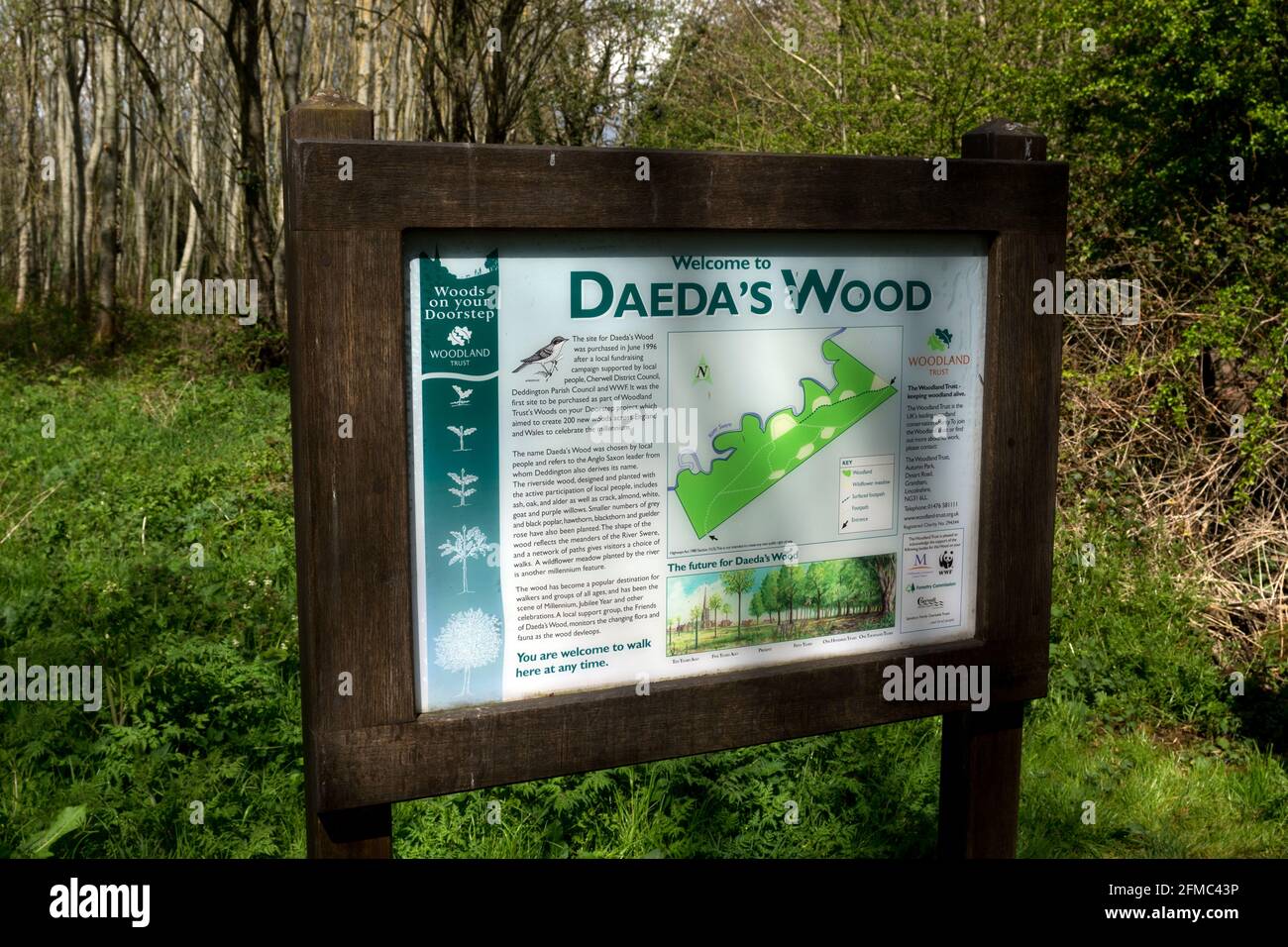 Daeda`s Wood information sign, near Deddington, Oxfordshire, England ...