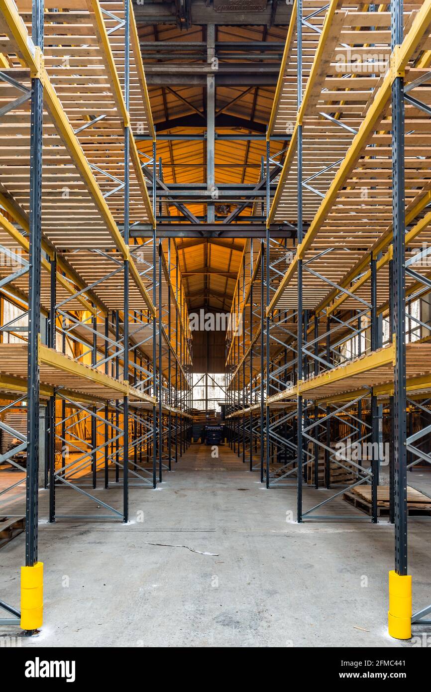Warehouse with storage racking in place ready for stocking with ...