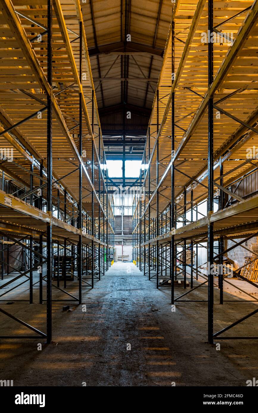 Warehouse with storage racking in place ready for stocking with ...