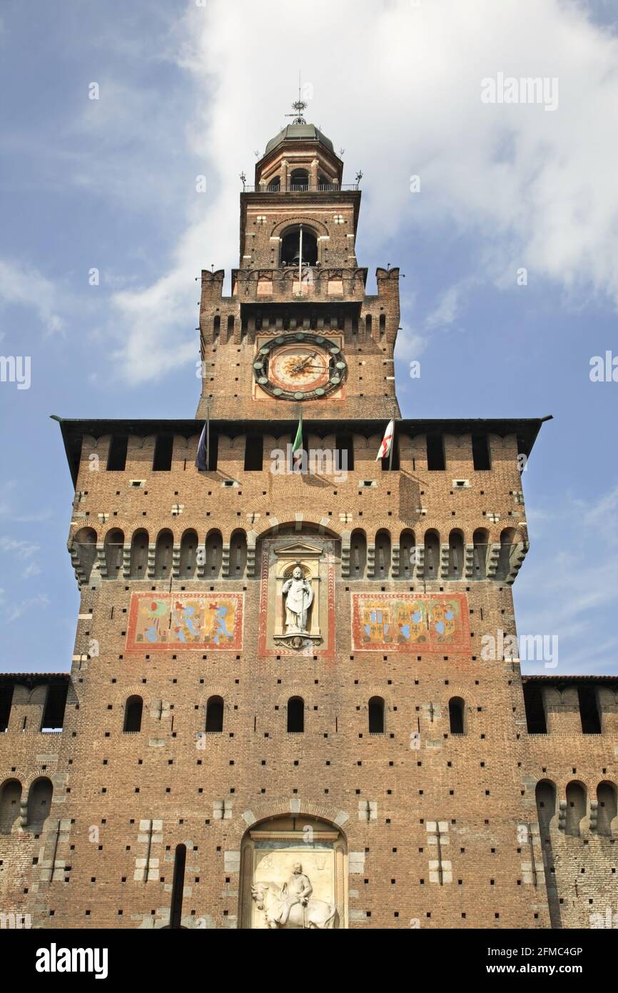 Torre del Filarete of the Sforza Castle in Milan. Lombardy. Italy Stock ...