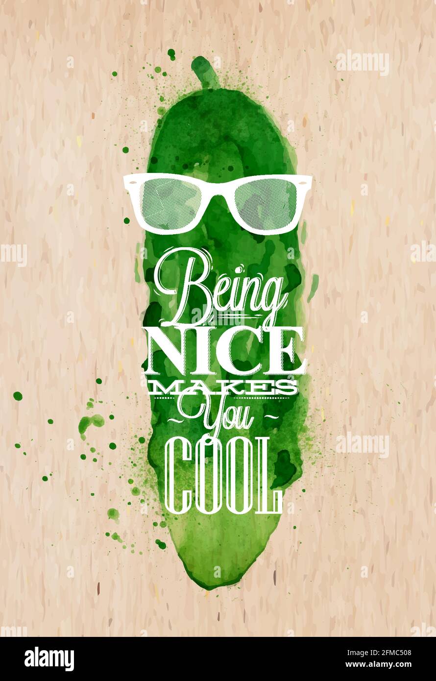 Green cucumber on hand Stock Vector Images - Alamy