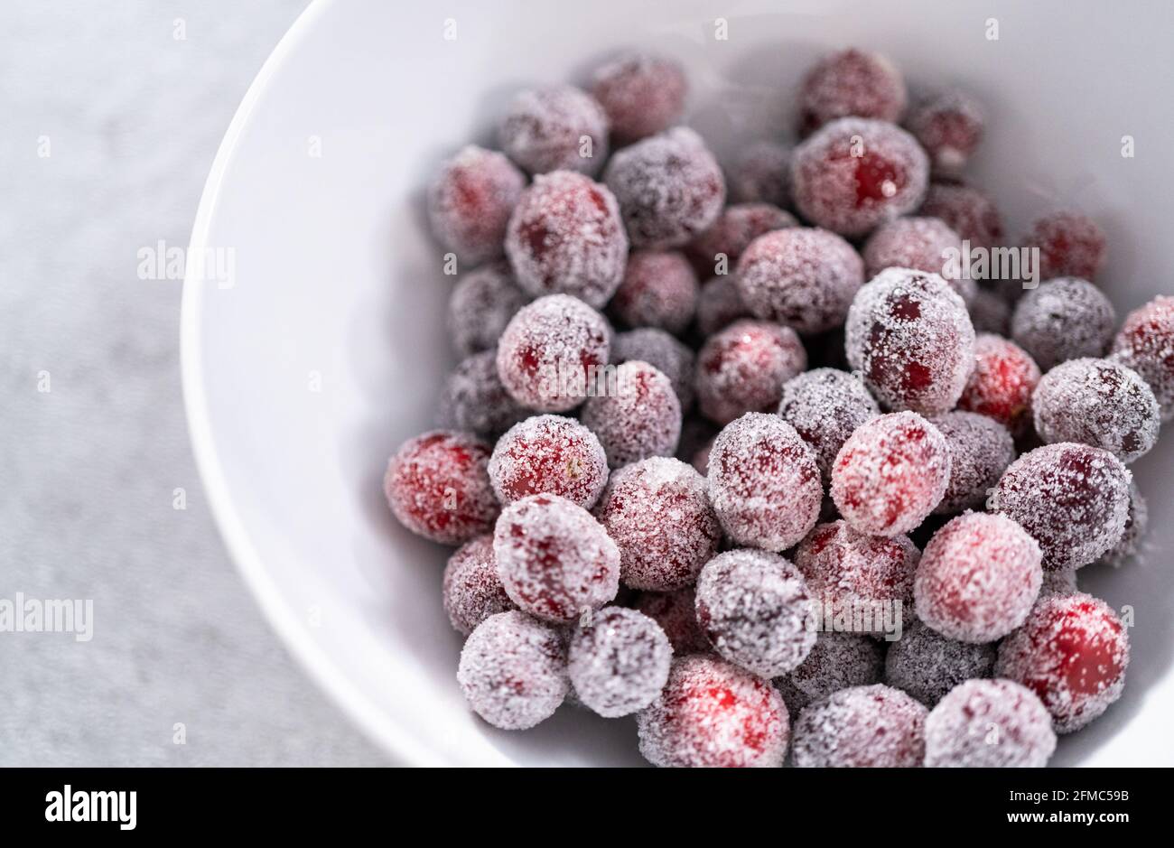 Sugar cranberries. Organic cranberries covered with white sugar Stock ...