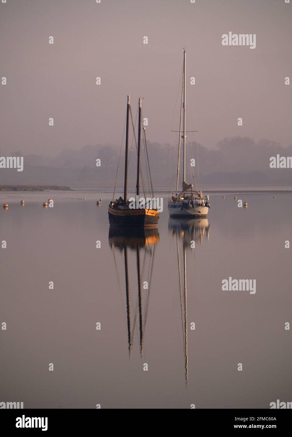 Misty morning on the River Deben, Suffolk Stock Photo - Alamy