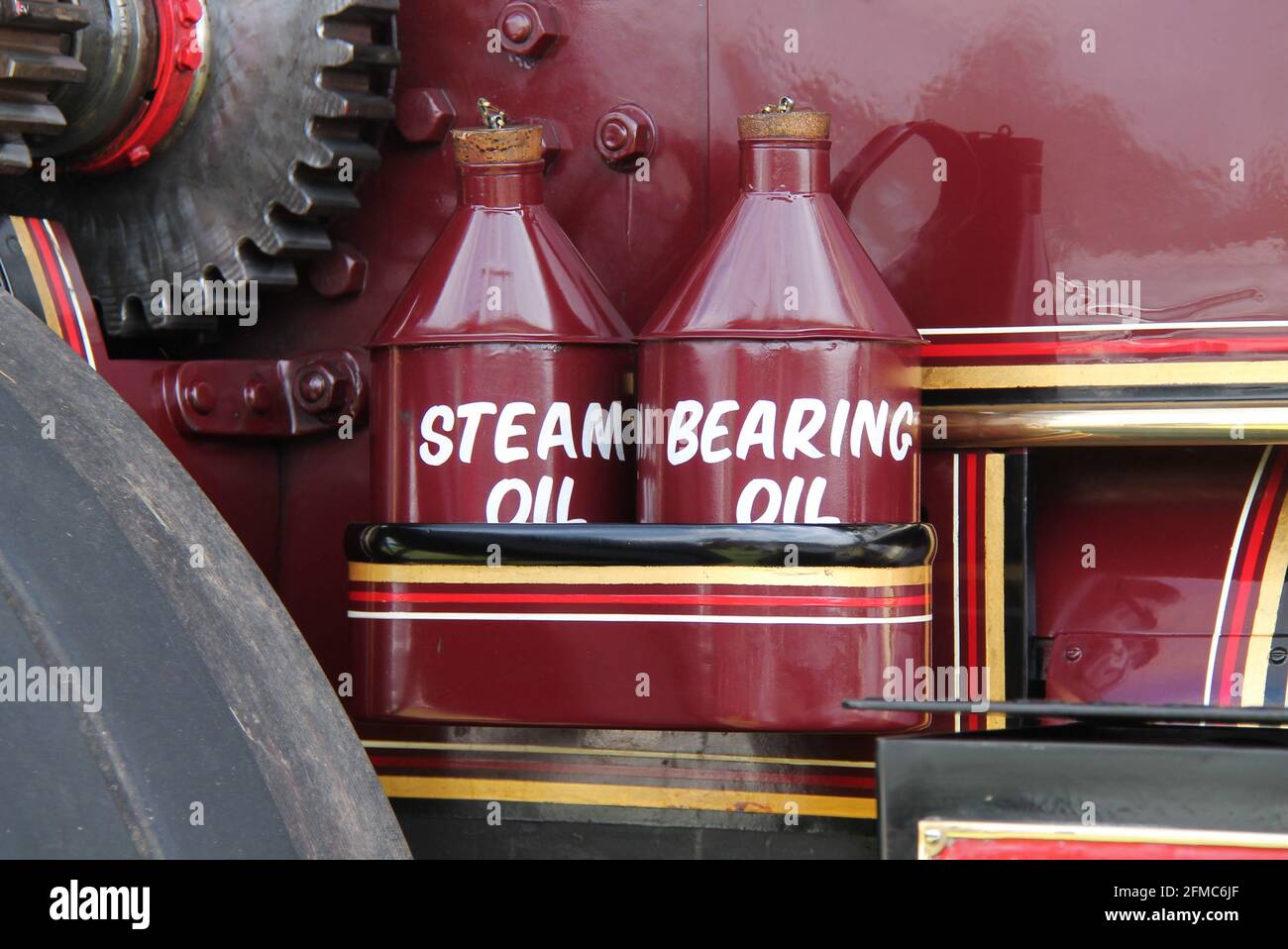 The Oil Cans of a Vintage Steam Traction Engine Stock Photo - Alamy