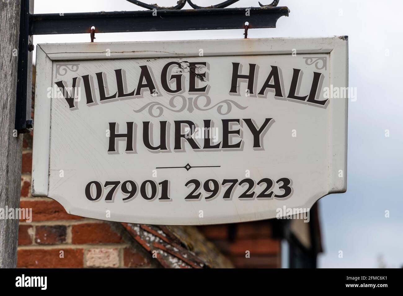 Village hall sign of Hurley village hall in the historical and medieval ...