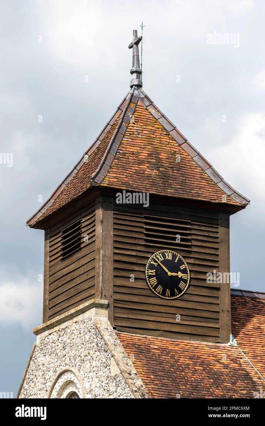 The wooden bell turret with a large bell at St Mary The Virgin Church ...