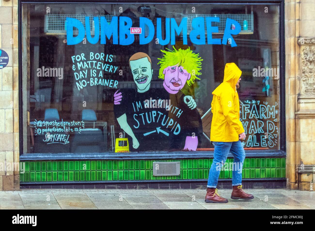 Boris Johnson Tory leader cartoon images in Preston; Lancashire. May ...