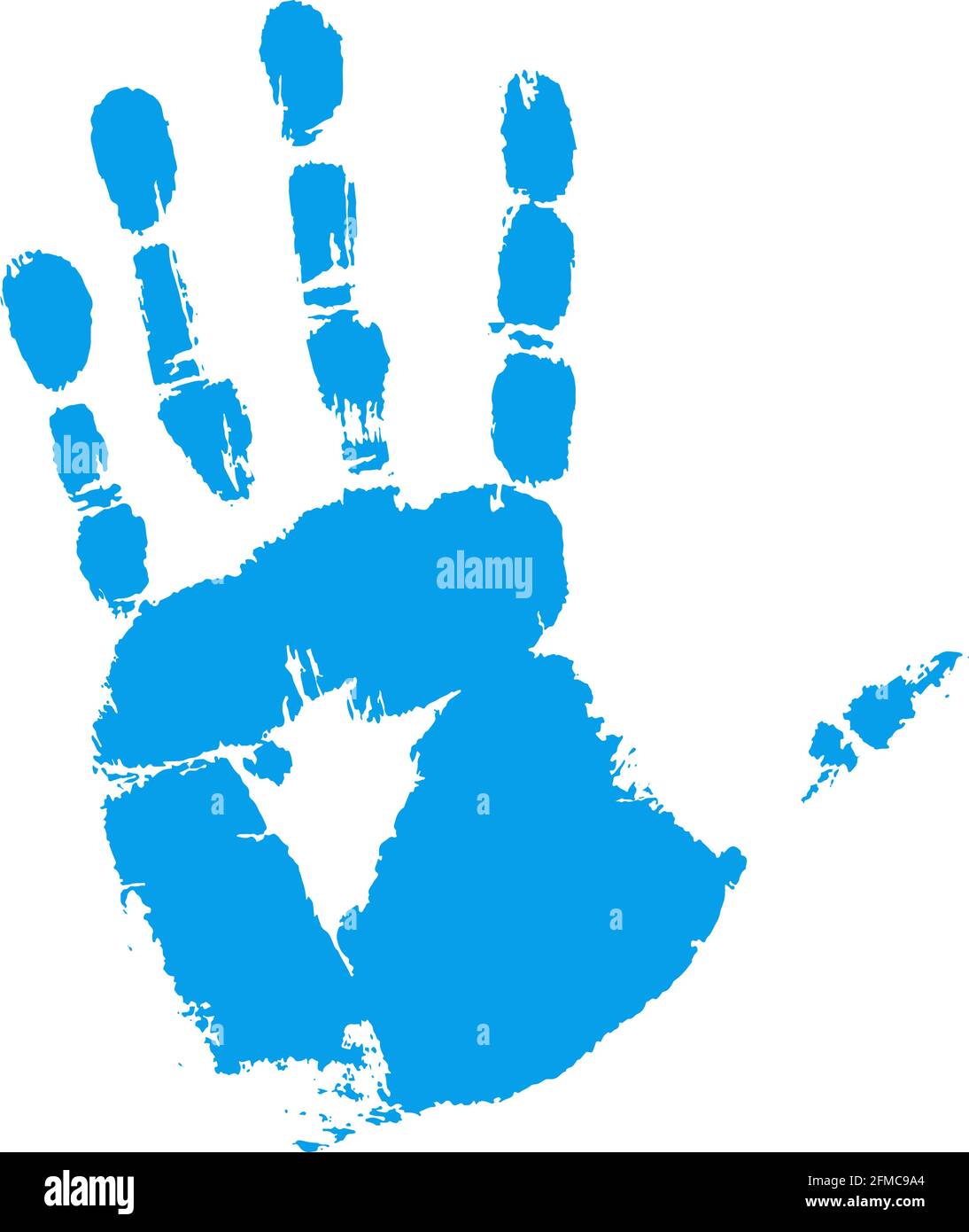 Blue hand-print shape over white background illustration vector Stock ...
