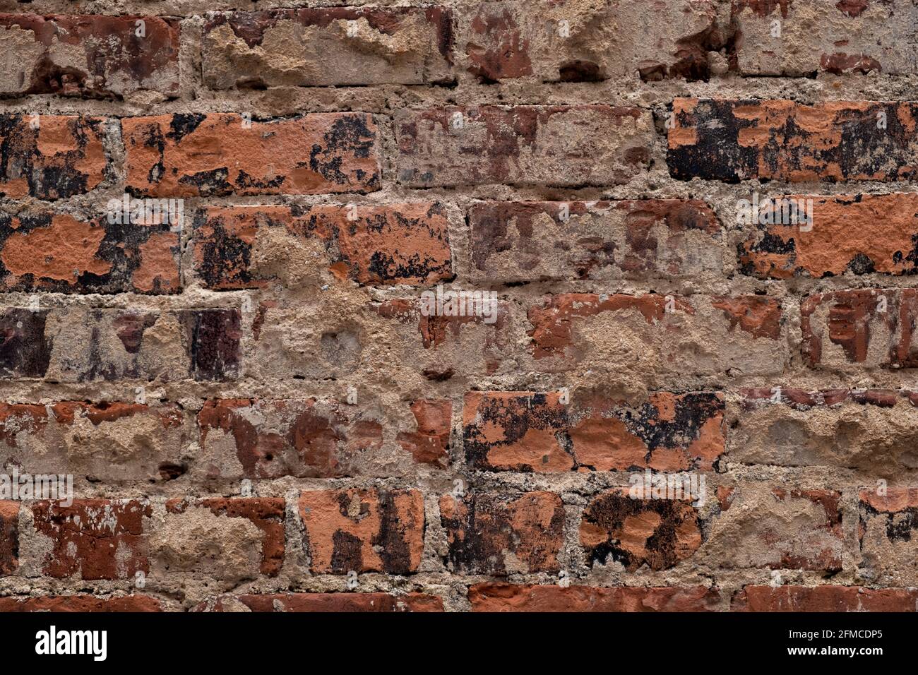 Very old brick wall close up showing decay and weathering Stock Photo ...