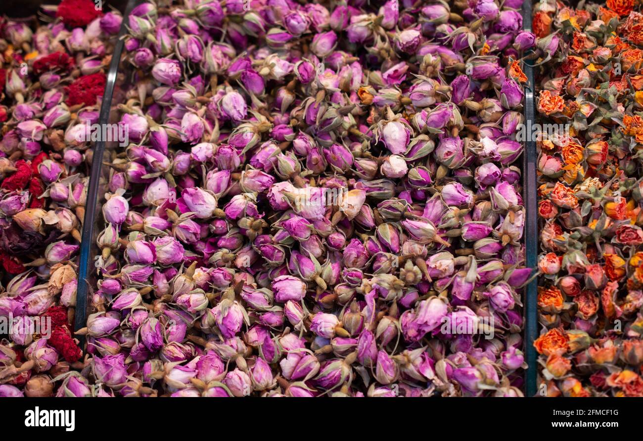 Background of dried rose buds as herbal tea Stock Photo - Alamy