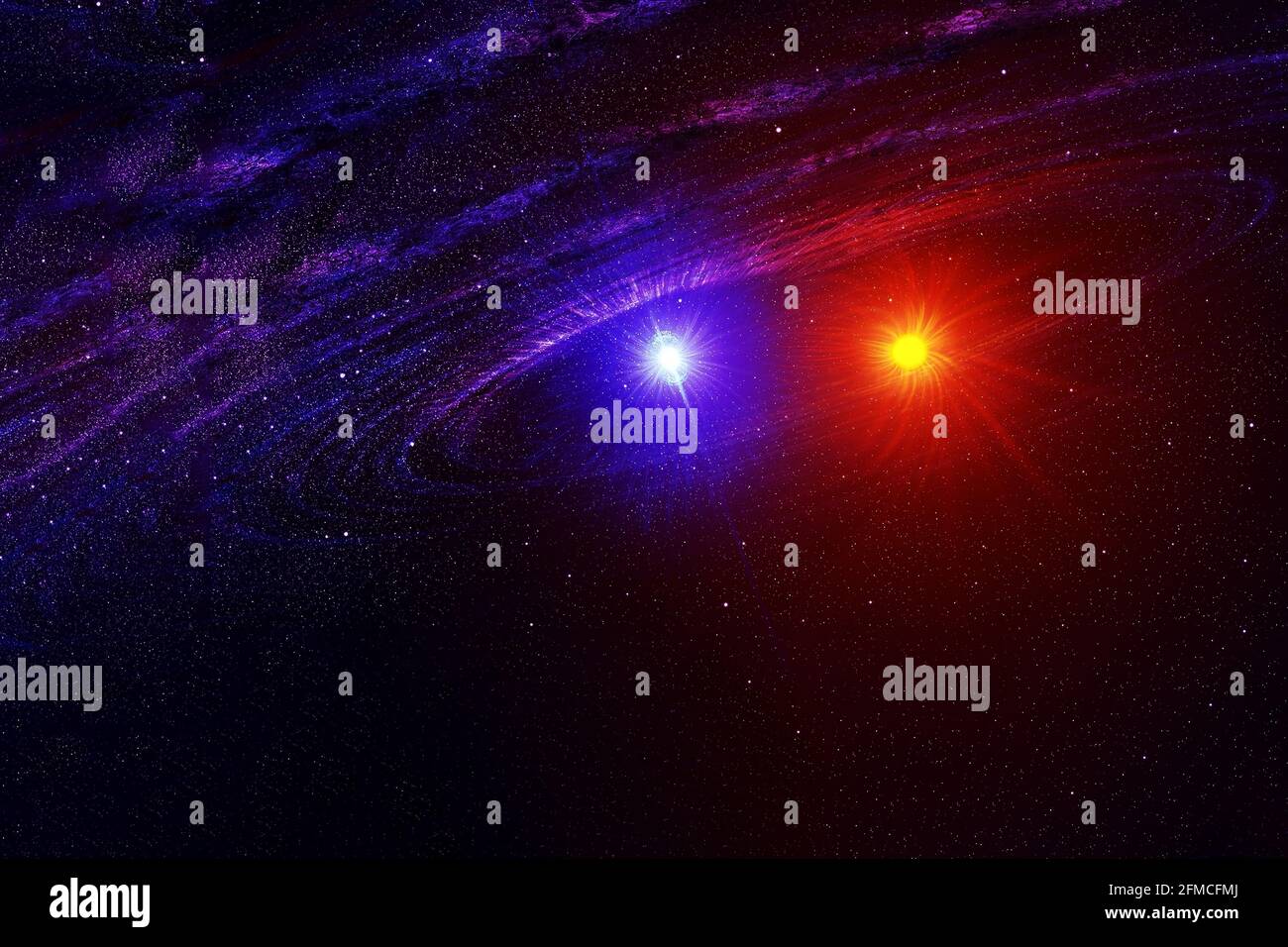Double star in outer space. Elements of this image were furnished by ...