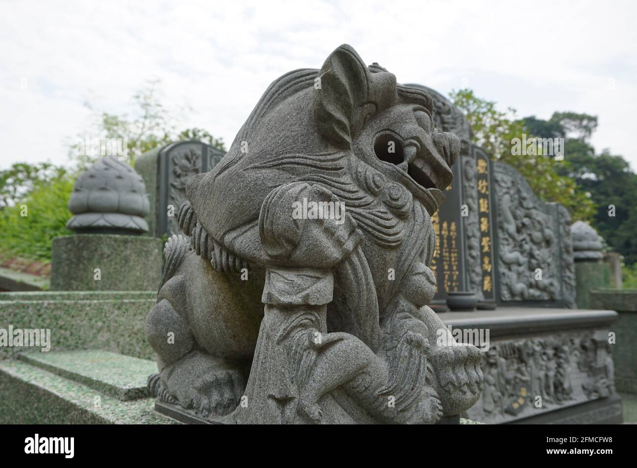 Kediri, East Java, Indonesia - May 2nd, 2021 : Chinese lion statue with ...