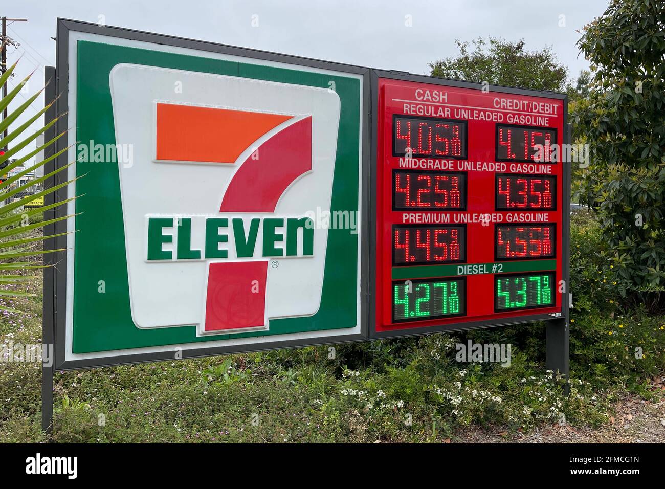 Gas prices are seen at a 7-Eleven convenience store, Friday, May 7 ...