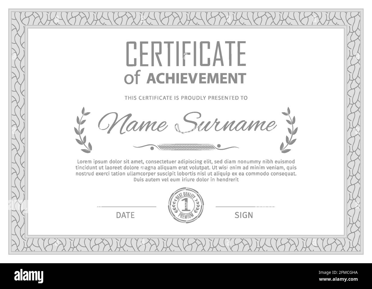 Black And White Achievement Certificate White And Black Color