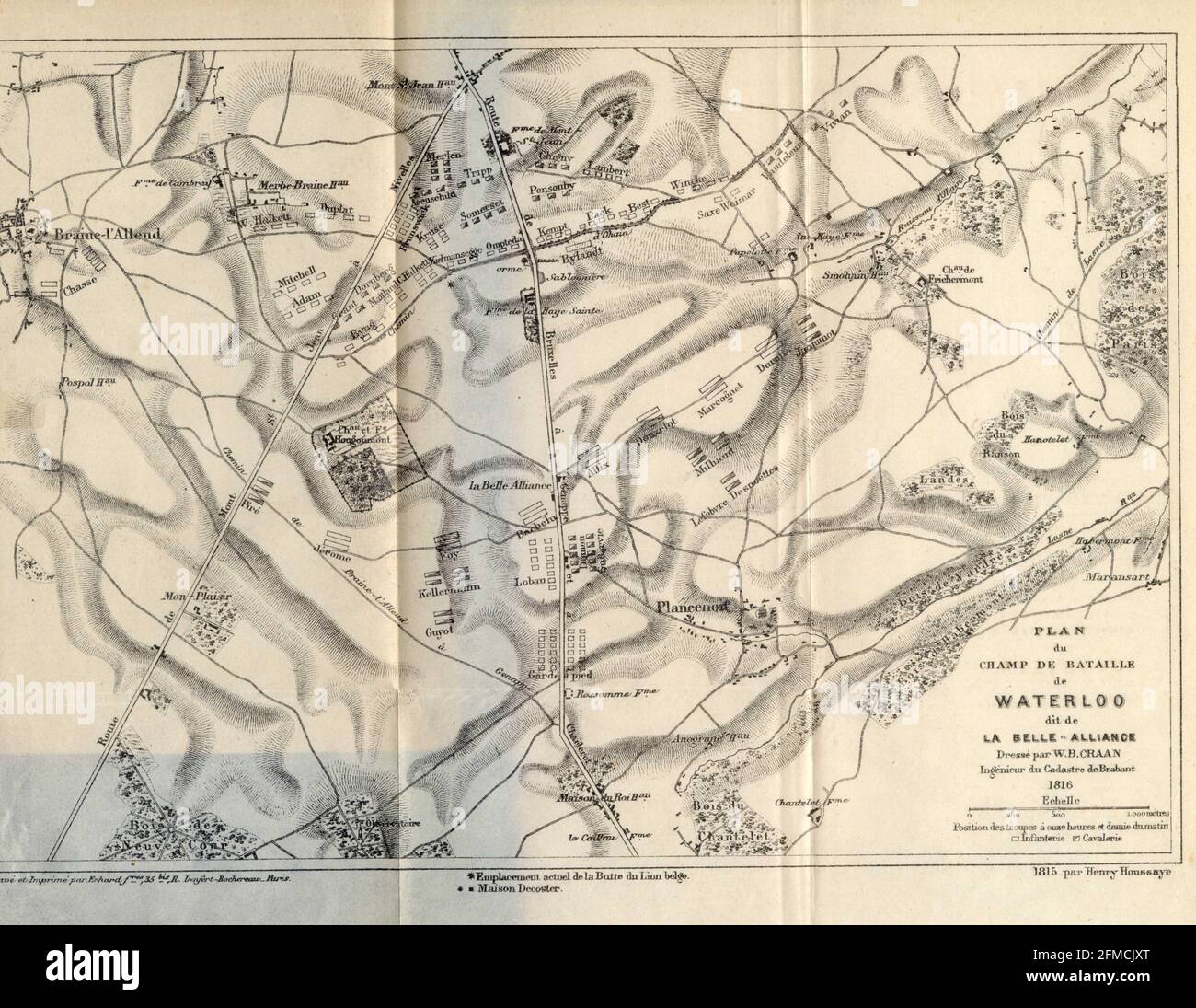 Plan de champ de bataille de Waterloo , dit de La Belle-Alliance Stock ...