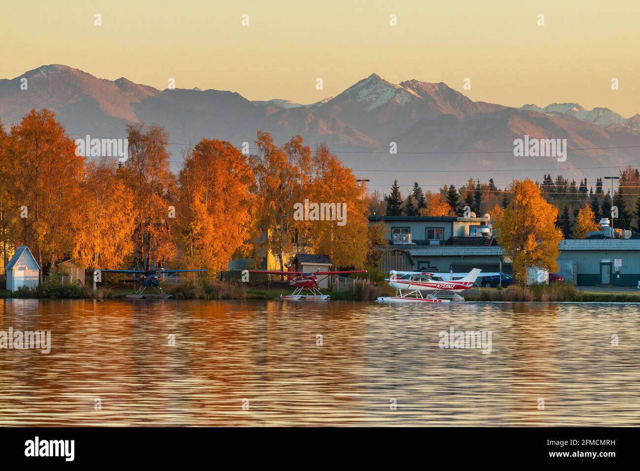 Anchorage, Alaska, USA - 30 September 2016: Warm colors of sunset at ...
