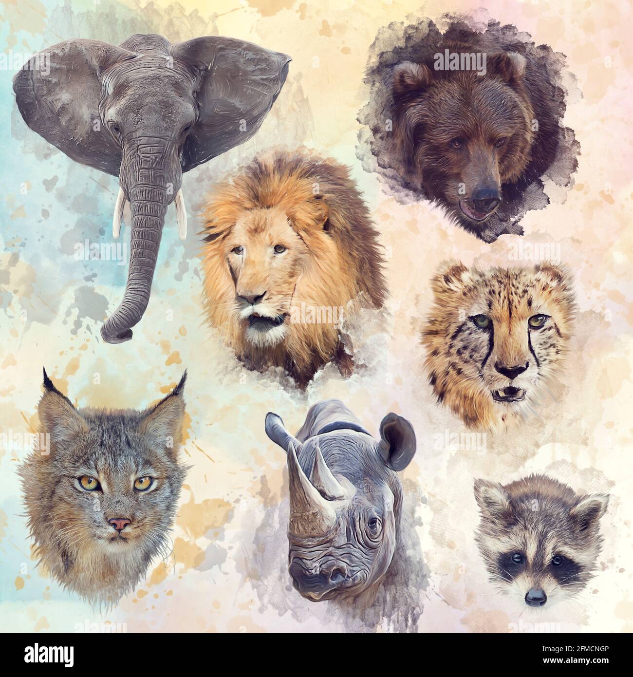 Digital illustration of animals background Stock Photo - Alamy
