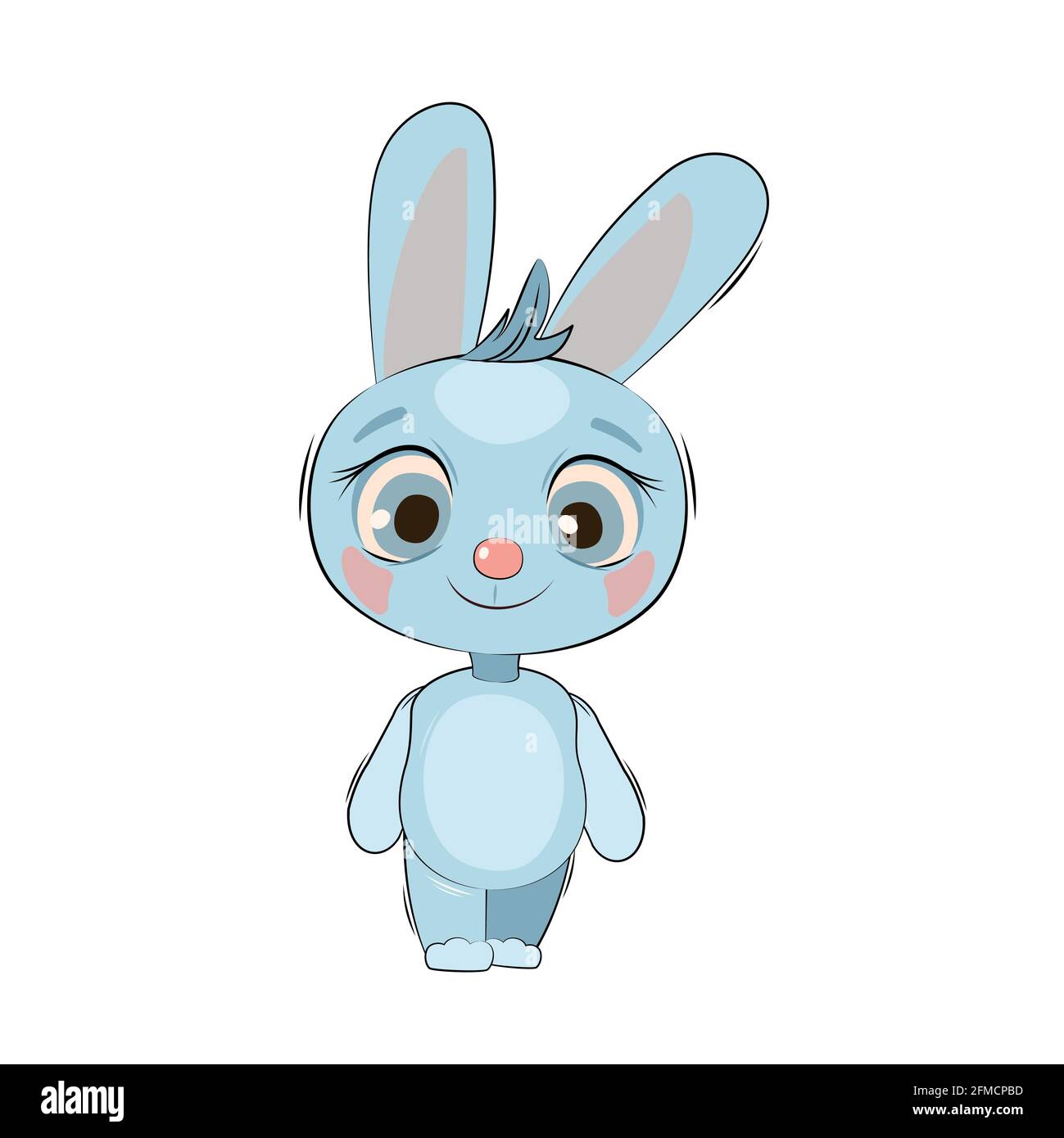 Little baby hare, rabbit. Isolated object on a white background ...