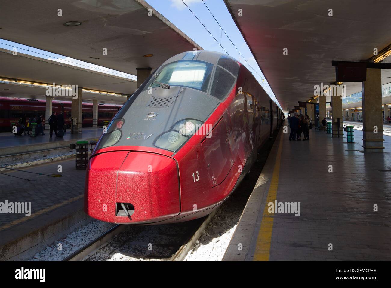 FLORENCE, ITALY - SEPTEMBER 25, 2017: Head car of the high-speed train ...
