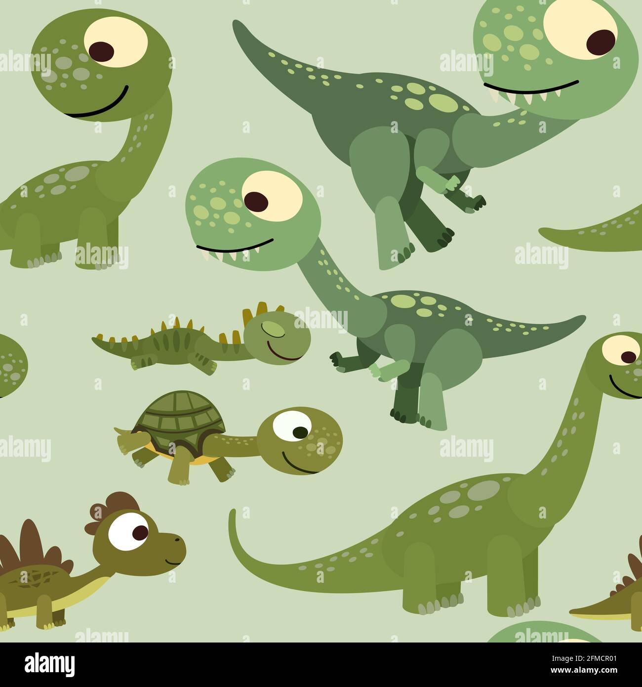 Little cubs dinosaurs. Seamless background illustration. Cheerful kind ...