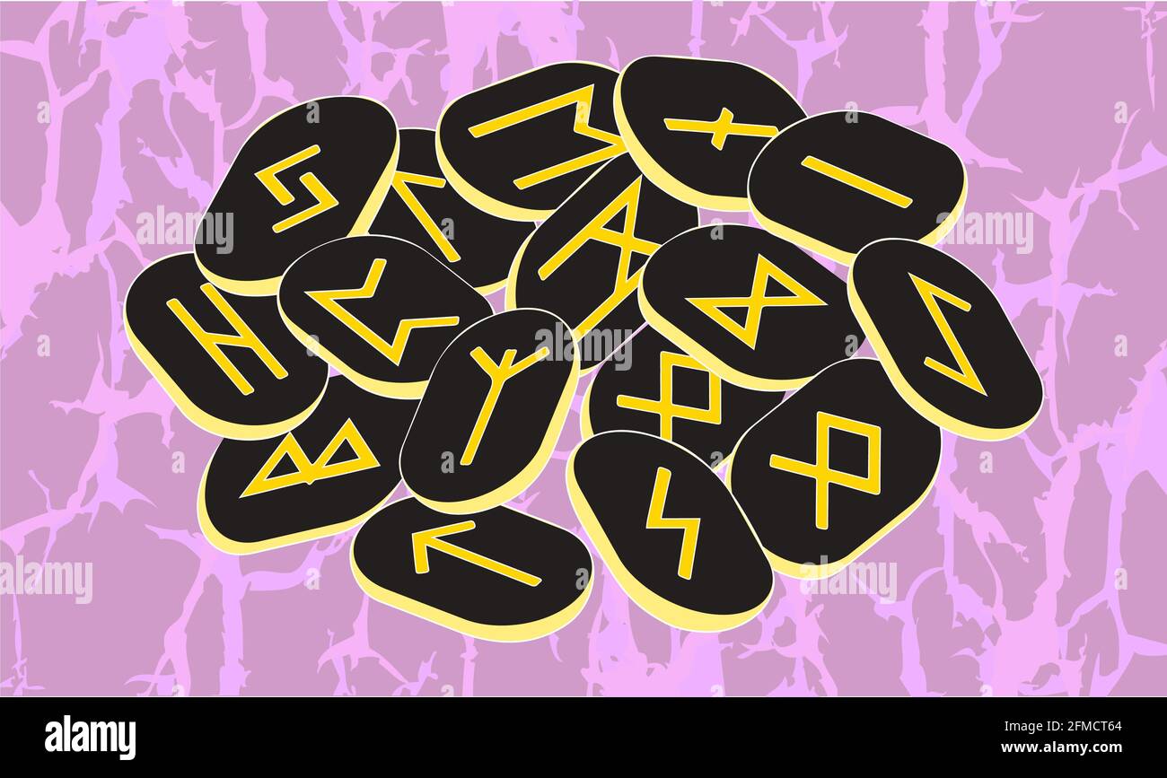 Old Norse runes, Futhark. Magic, esotericism. Ancient occult symbols ...