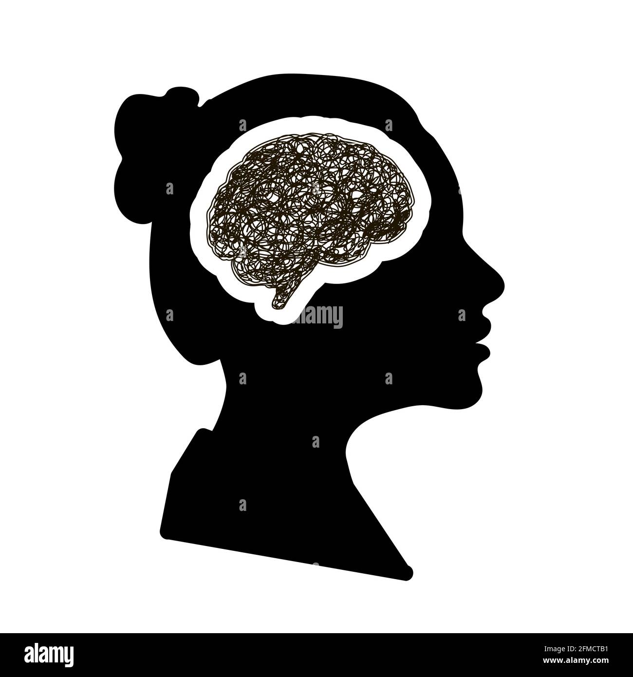 Head And Brain Outline Girl