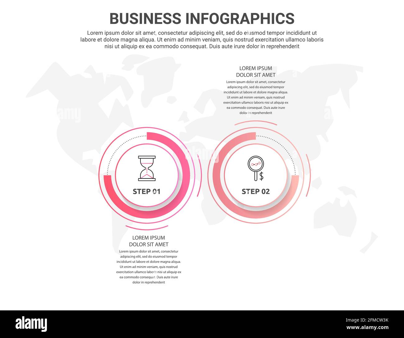 Vector flat infographic template with two circles, elements, sectors ...