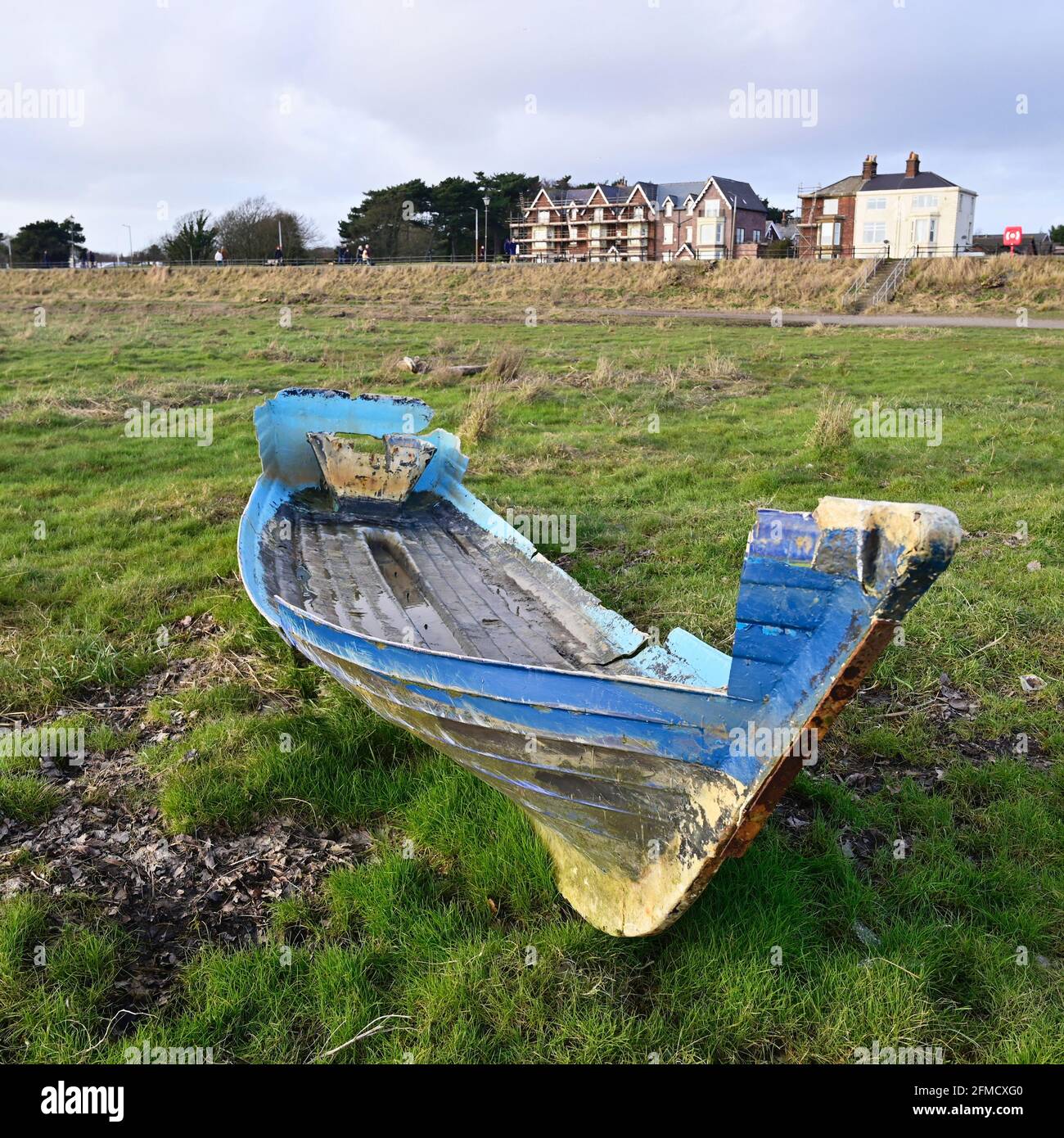 Old boat sat on Lytham seafront Stock Photo - Alamy