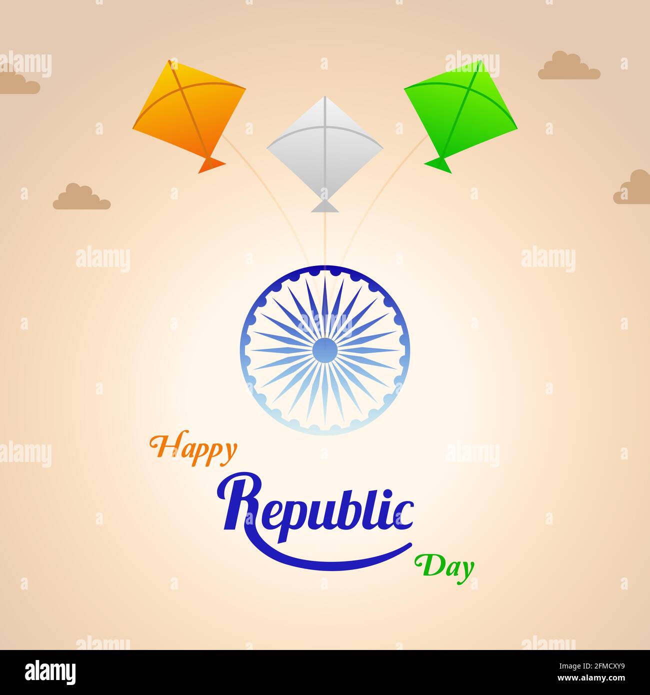 Happy Republic Day tricolor greeting origami paper style banner ...