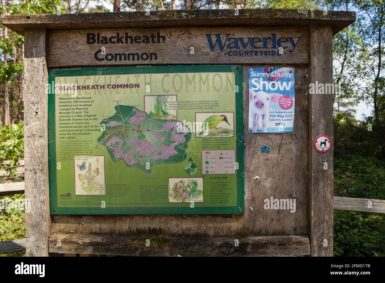 Sign and map, Blackheath Common, Surrey, England Stock Photo - Alamy