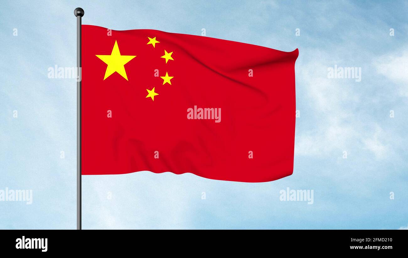 3D Illustration The flag of China, officially the National Flag of the ...
