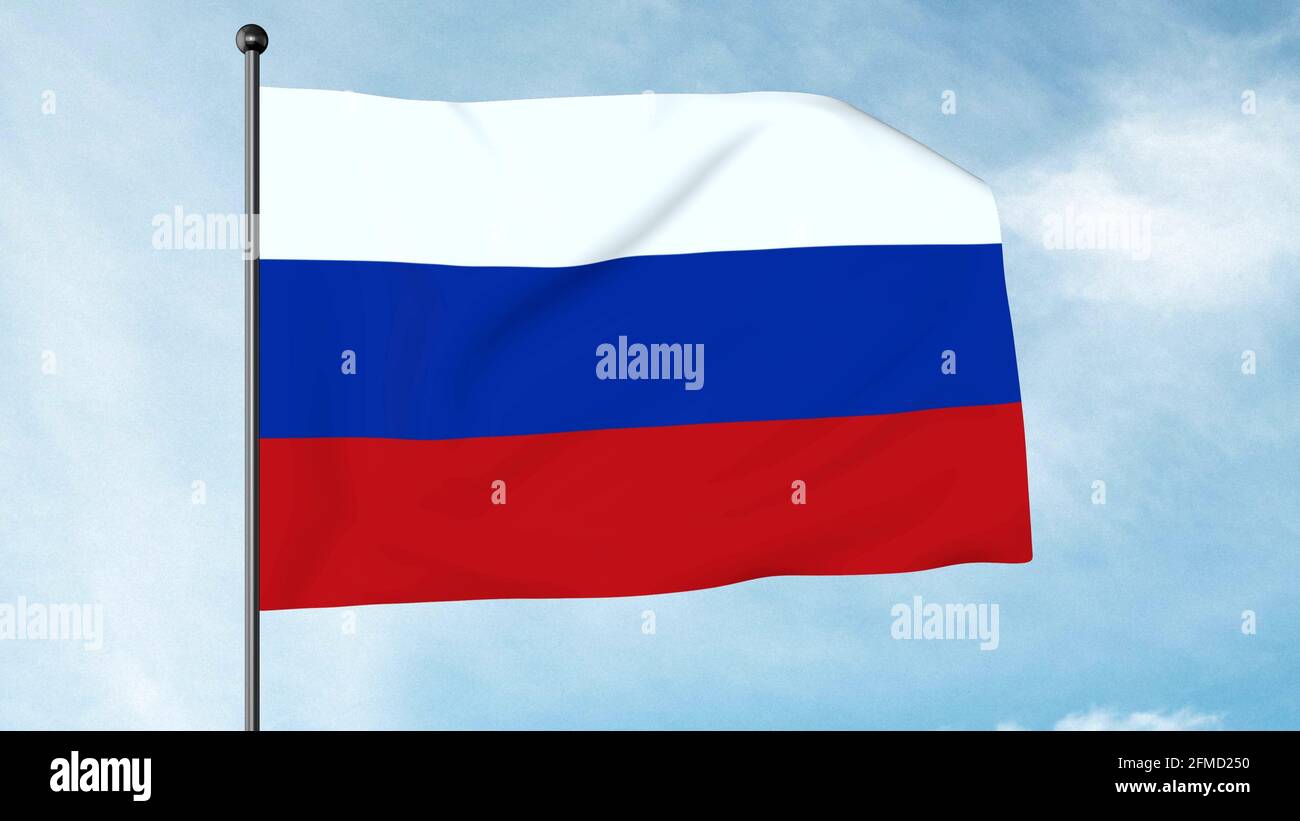 3D Illustration of The flag of the Russian Federation is a tricolour ...