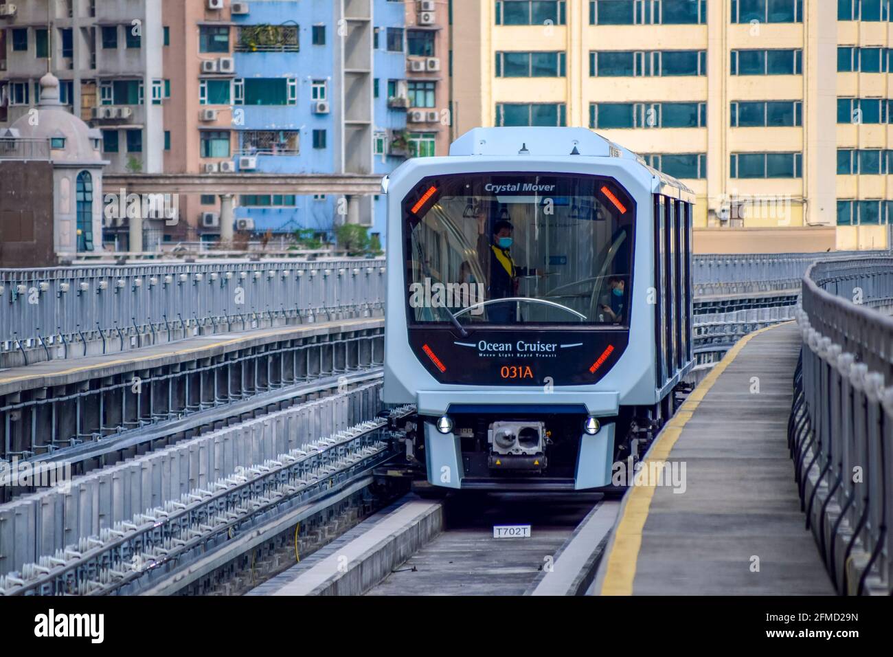 Macau - 2 April 2021: Macau Light Rapid Transit (MLRT) Taipa Line.The ...