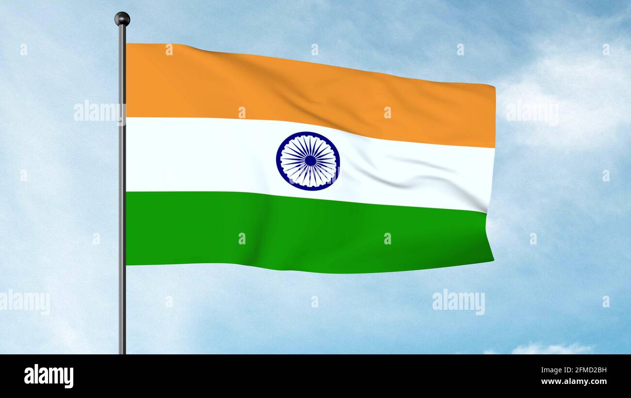 3D Illustration of The National Flag of India is a horizontal ...