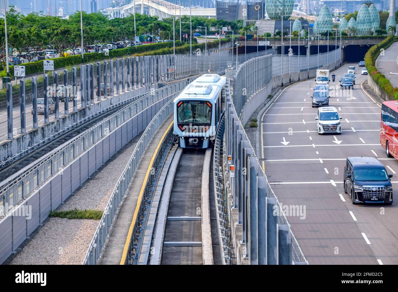Macau - 2 April 2021: Macau Light Rapid Transit (MLRT) Taipa Line.The ...