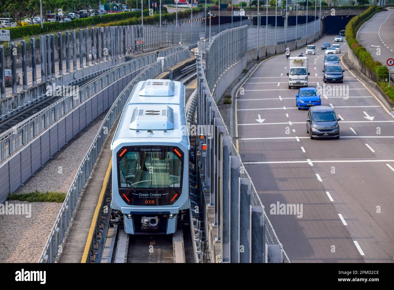 Macau - 2 April 2021: Macau Light Rapid Transit (MLRT) Taipa Line.The ...