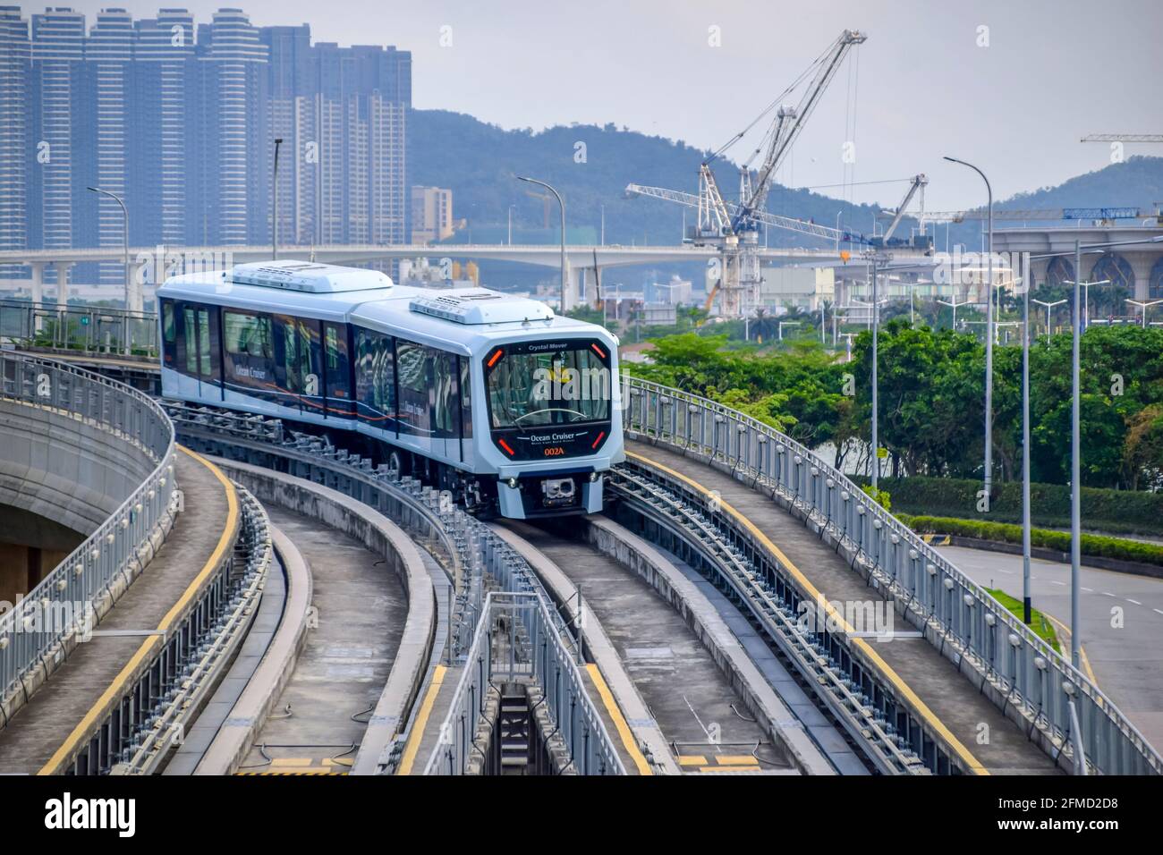 Macau - 2 April 2021: Macau Light Rapid Transit (MLRT) Taipa Line.The ...
