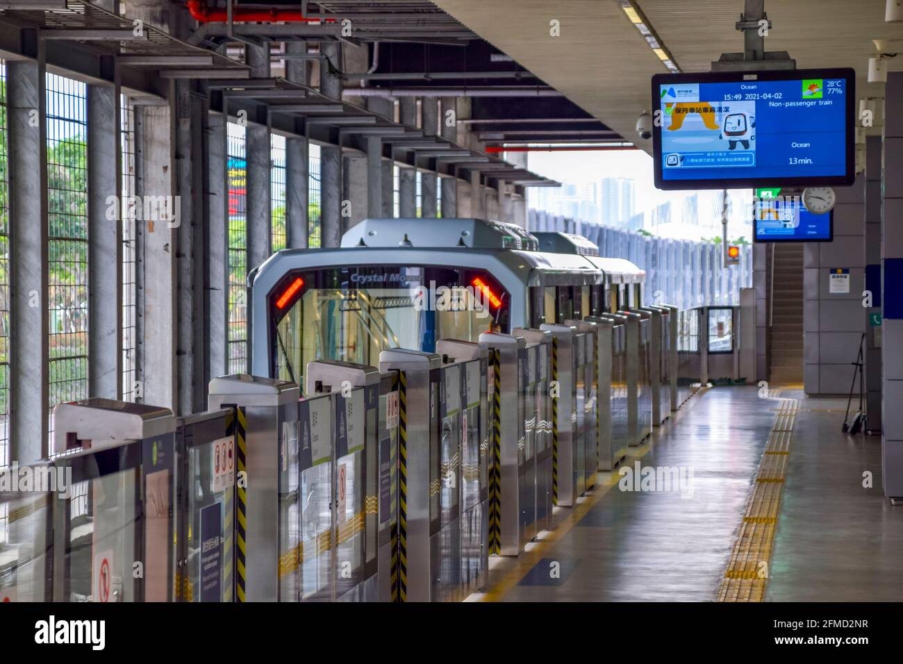 Macau - 2 April 2021: Macau Light Rapid Transit (MLRT) Taipa Line.The ...